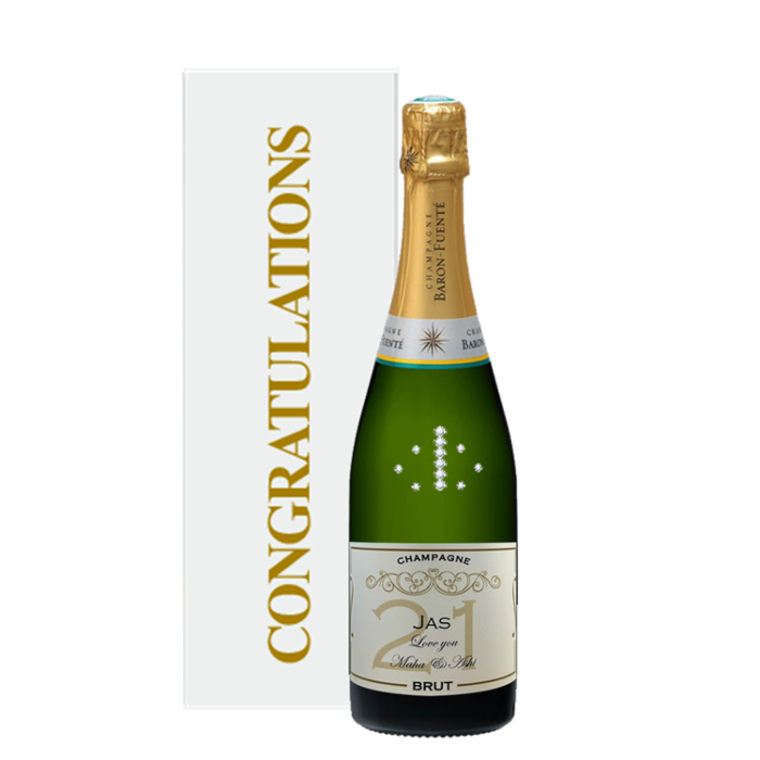 Personalised Champagne with Crystals | Congratulations Gift
